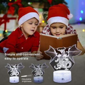 Dragon Lamp 3D Dragons Night Light for Kids with Remote & Smart Touch 7 Colors + 16 Colors Changing Dimmable Dragon Toys for 3 4 5 6 7 8 Year Old Boys Christmas Birthday Gifts (Remote Control)