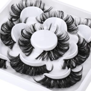 Lanflower Russian Strip Lashes D Curl Wispy Eye Lashes Eyelashes Natural Look 3D False Eyelashes Pack