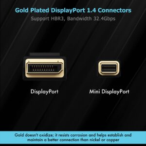 Infinnet Mini DisplayPort to DisplayPort 1.4 1.4a Cable 8K 60Hz 4K 144Hz 120Hz 160Hz 2K 280Hz 240Hz 1080p 390Hz 360Hz Display Port to Mini DisplayPort DP 1.4 HBR3 HDR VESA Certified Cord, 2m (6 feet)