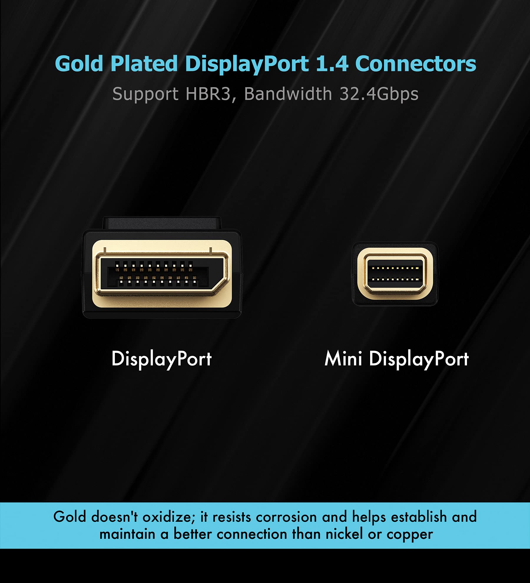 Infinnet Mini DisplayPort to DisplayPort 1.4 1.4a Cable 8K 60Hz 4K 144Hz 120Hz 160Hz 2K 280Hz 240Hz 1080p 390Hz 360Hz Display Port to Mini DisplayPort DP 1.4 HBR3 HDR VESA Certified Cord, 2m (6 feet)