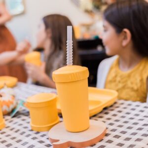 Re-Play Made in USA 2 Convertible Cups for Toddlers with Sippy Cup and Straw Cup Lids - 2 Plastic 10 Oz. Toddler Cups, 2 Hard Sput Sippy Cup Lids, 2 Straw Cup Lids and 2 Bendy Straws - Navy Blue