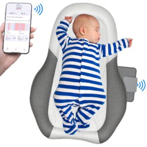 baby breathing monitor, smart baby monitors with mat - tracks baby's breathing rate, heart rate and provide sleep report, alarm in app for baby safety, fits babies 1 to 6 months