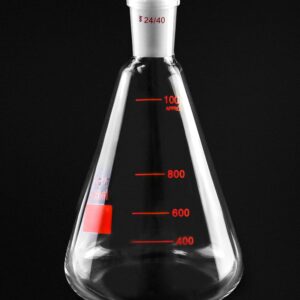 QWORK 1000 mL Borosilicate Glass Erlenmeyer Flask, Thick Wall Flask with 24/40 Outer Joint