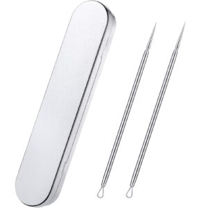 titanium lancet needle pimple popper tool facial milia remover blackhead blemish remover blackhead whitehead extractor professional lancet zit blemish comedone removal tool 2 pieces with box