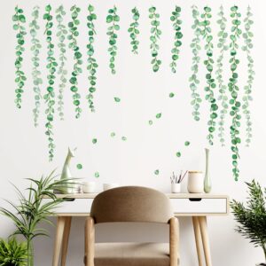 BASHOM BS-112 Eucalyptus Vines Wall Stickers Decals Green Kids Peel and Stick Removable for Nursery Bedroom Living Room Art murals Decorations Plants Home DIY Baby