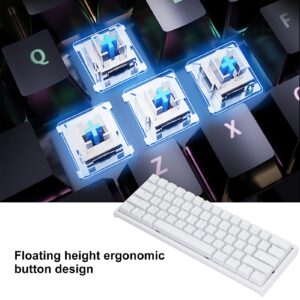 Mini Mechanical Gaming Keyboard, Backlight Ergonomic Game Keyboard with Long Type C USB Cable, Easy to Carry, for PC/ Gamer, Typist, Travel(white2)