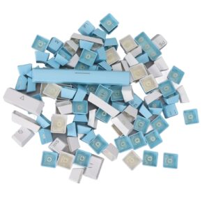 104 Keys PBT Keycap, Double Shot Translucent Keycaps, Not Easy to Fade, Wear Resistant and Oil Resistant, for 61/64/ 87/104 Mechanical Gaming Keyboard(Blue)