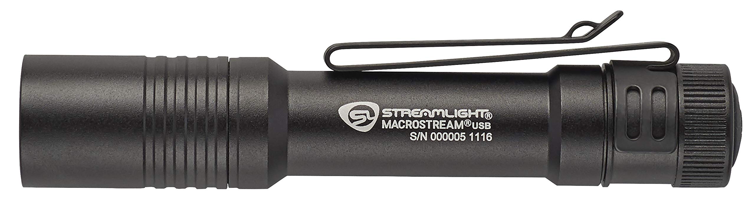 STREAMLIGHT 88083 ProTac 2L-X USB, Rechargeable USB battery & 66320 MacroStream USB Rechargeable Compact Flashlight with Wrist Lanyard, Hat Clip and USB Cord, Black