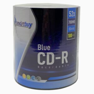 100 pack smartbuy super blue cd-r 52x 700mb/80min cyanine dye branded logo blank recordable disc