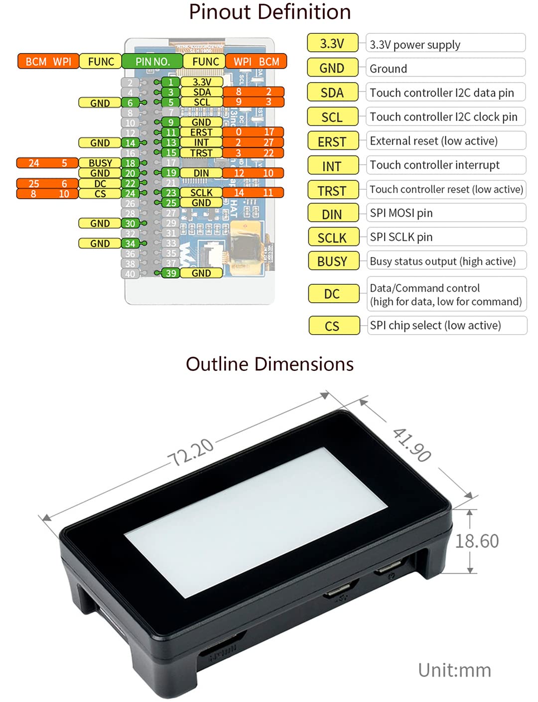 waveshare 2.13inch Touch e-Paper Display with ABS Case, 250x122 Pixels E-Ink Display for Raspberry Pi Zero 2 W/Raspberry Pi Zero W/Pi Zero WH, Support Partial Refresh