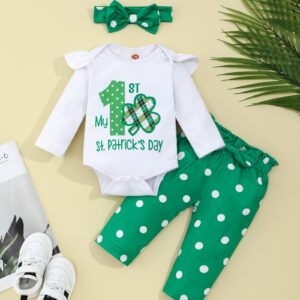 bilison My First St.Patrick's Day Outfit Baby Boy Girl Clothes Green Leaf Clover Pants Set