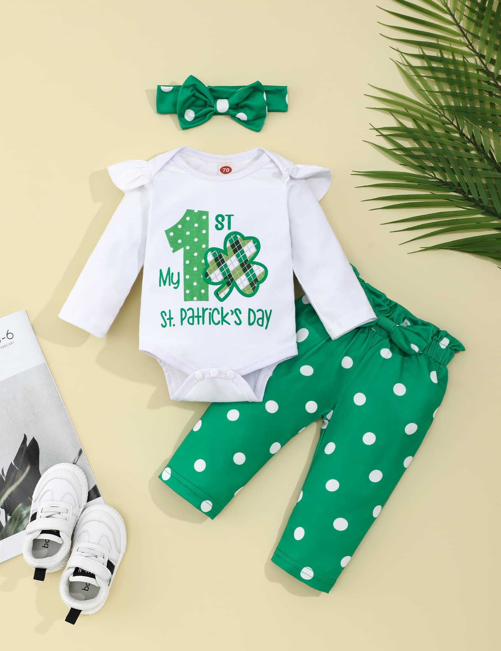 bilison My First St.Patrick's Day Outfit Baby Boy Girl Clothes Green Leaf Clover Pants Set