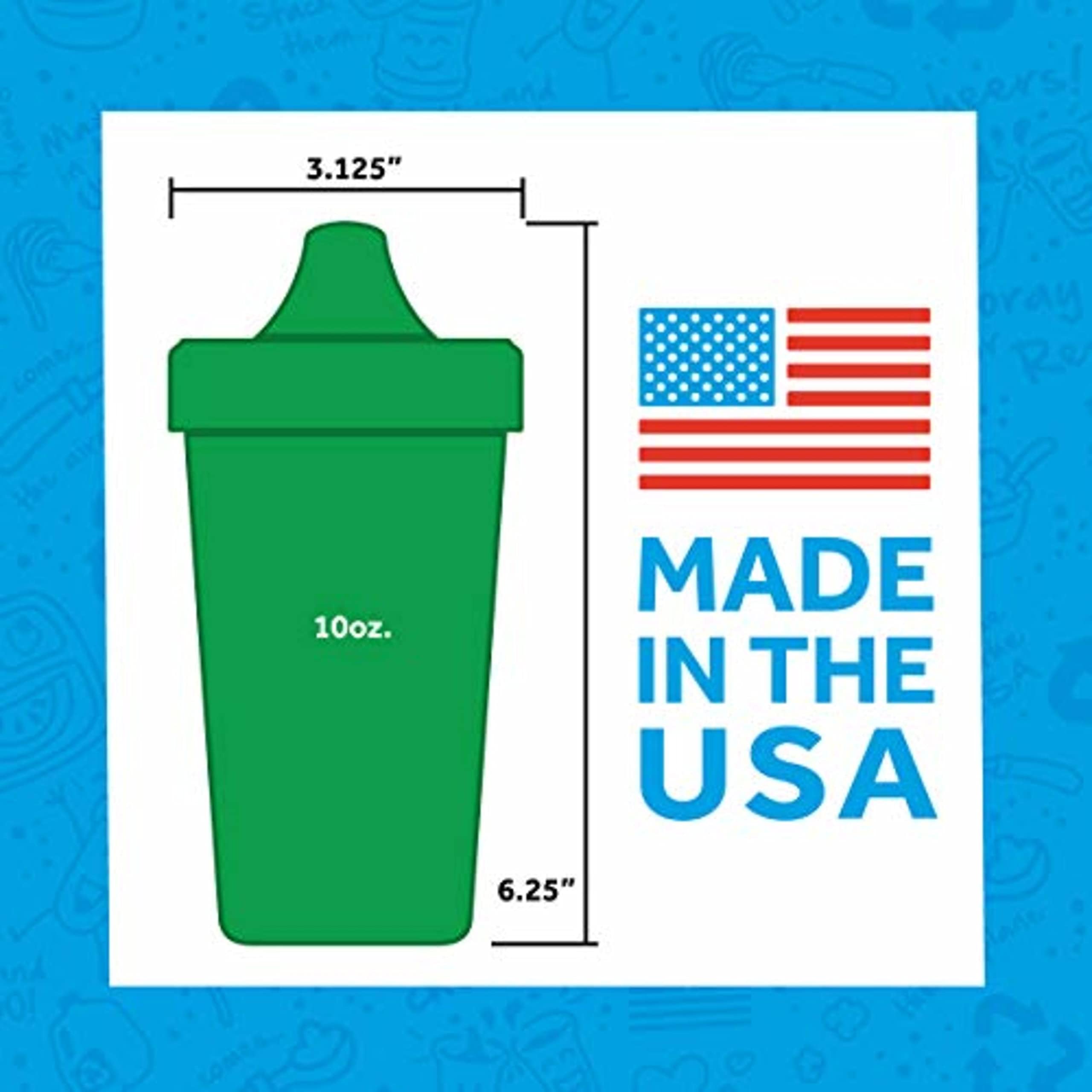 Re-Play Made in USA 2 Convertible Cups for Toddlers with Sippy Cup and Straw Cup Lids - 2 Plastic 10 Oz. Toddler Cups, 2 Hard Sput Sippy Cup Lids, 2 Straw Cup Lids and 2 Bendy Straws - Aqua