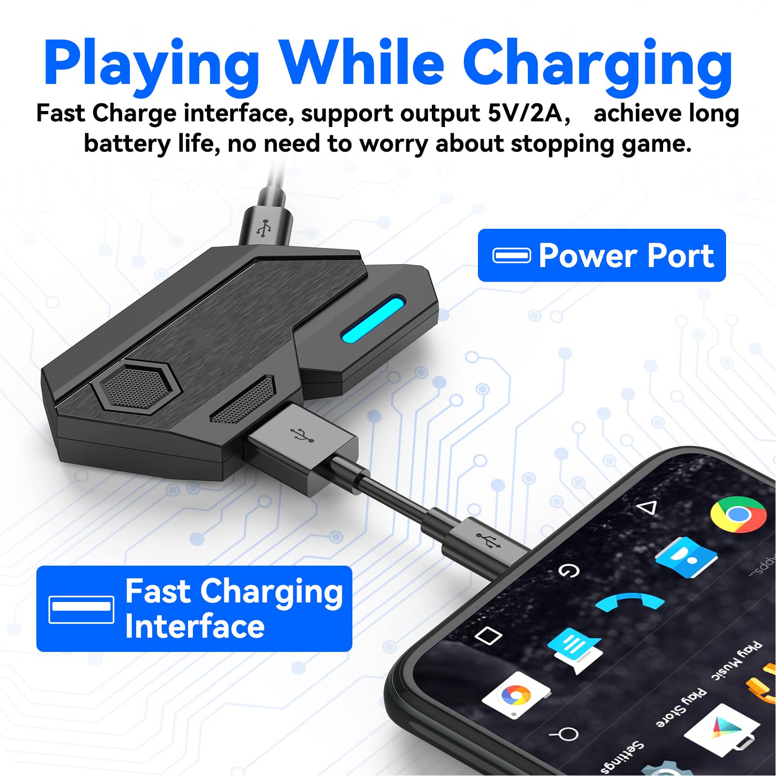 Gaming Keyboard and Mouse Converter,Bluetooth 5.0 Eating Chicken Throne Mobile Game Set,Adjustable Fast Charging,Long Battery Life,Support Android/iOS 13.4 or Less(Mix SE automatic pressure gun set)