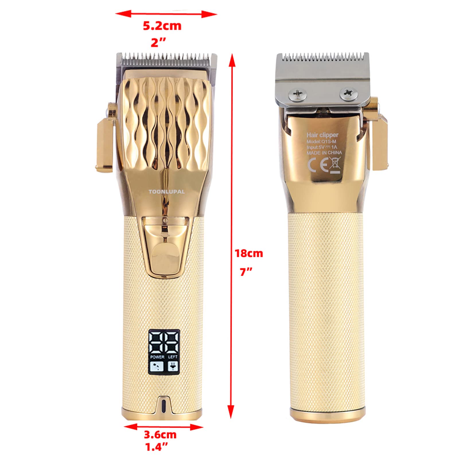 TOONLUPAL Hair Clippers for Men Professional Gold Metal Cordless Barber Clippers for Hair Cutting Machine Haircut Grooming Kit Rechargeable Hair Trimmer Maquinas para Cortar Cabello