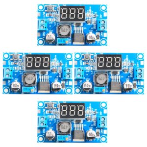 lm2596 buck converter 4-40v to 1.25-37v dc to dc converter adjustable voltage regulator with led voltmeter display, pack of 4pcs