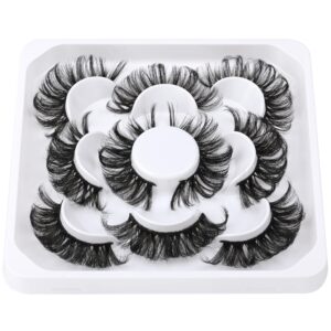 Lanflower Russian Strip Lashes D Curl Wispy Eye Lashes Eyelashes Natural Look 3D False Eyelashes Pack