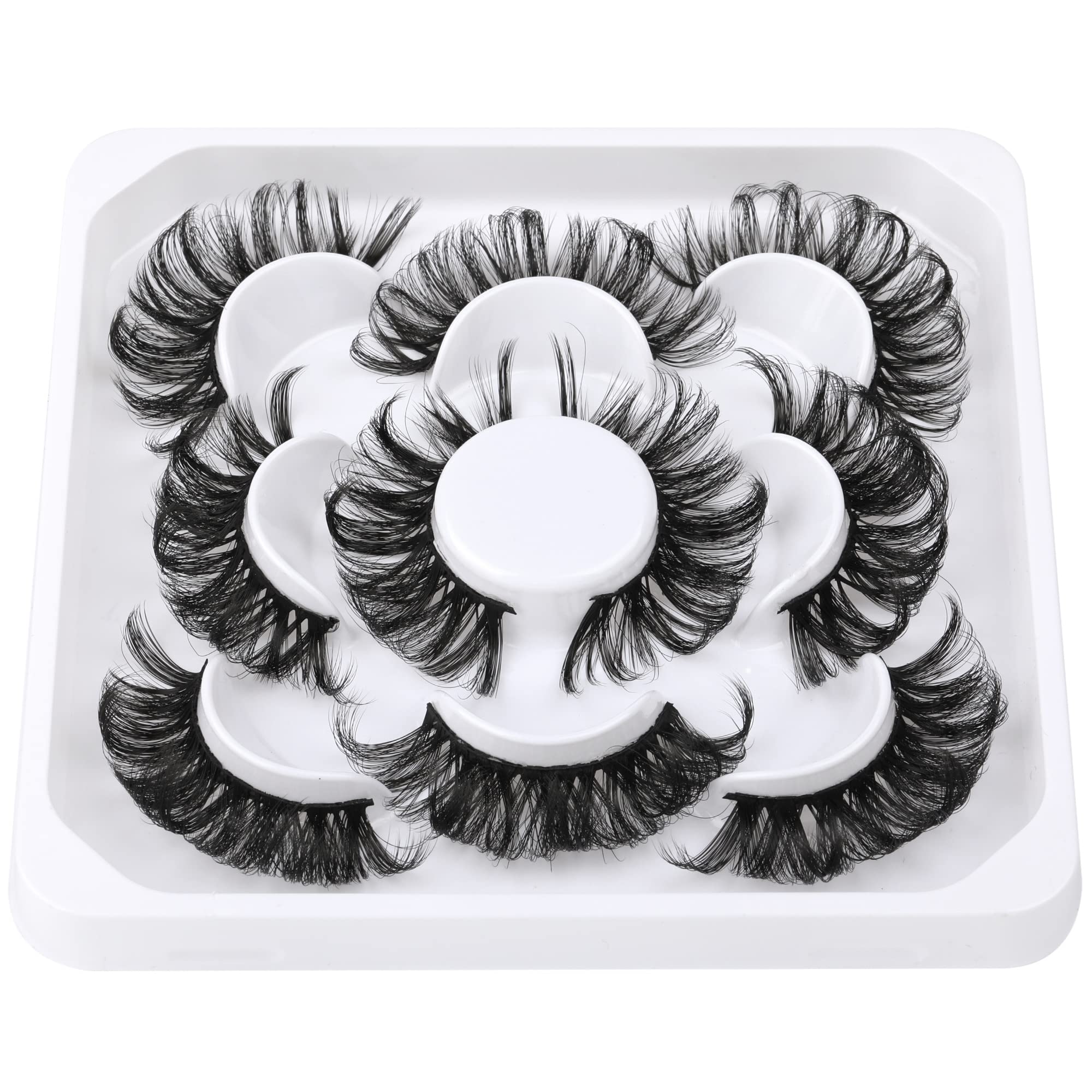 Lanflower Russian Strip Lashes D Curl Wispy Eye Lashes Eyelashes Natural Look 3D False Eyelashes Pack