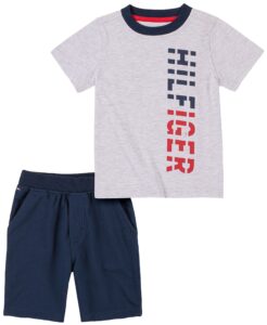 tommy hilfiger baby boys 2 pieces short set, printed navy blazer, 3-6 months us