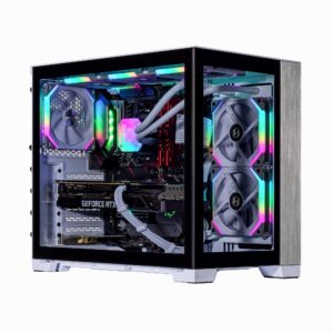 velztorm mini lux custom gaming desktop (amd ryzen 9 5950x 16-core, geforce rtx 3070 ti 8gb, 16gb ddr4, 1tb pcie ssd + 1tb hdd, wifi-n, 750w psu; rgb fans, 240mm aio white, win10home) velz0048