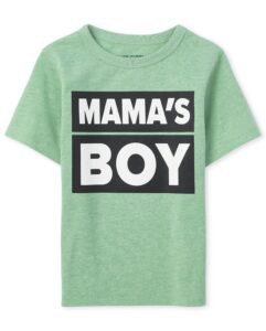 the children's place baby toddler family,mom,dad,sibiling short sleeve graphic t-shirts, mamas boy green, 5t