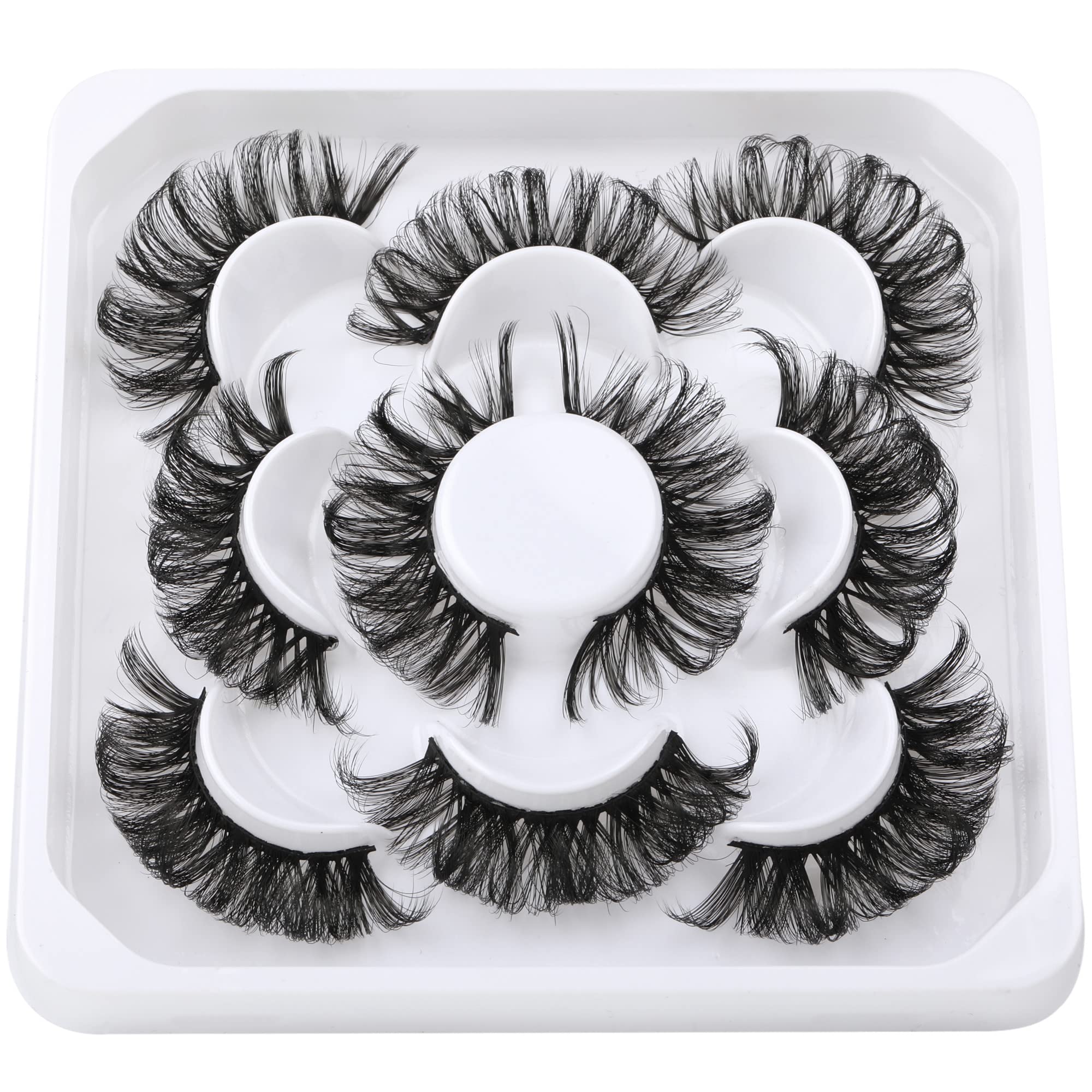 Lanflower Russian Strip Lashes D Curl Wispy Eye Lashes Eyelashes Natural Look 3D False Eyelashes Pack