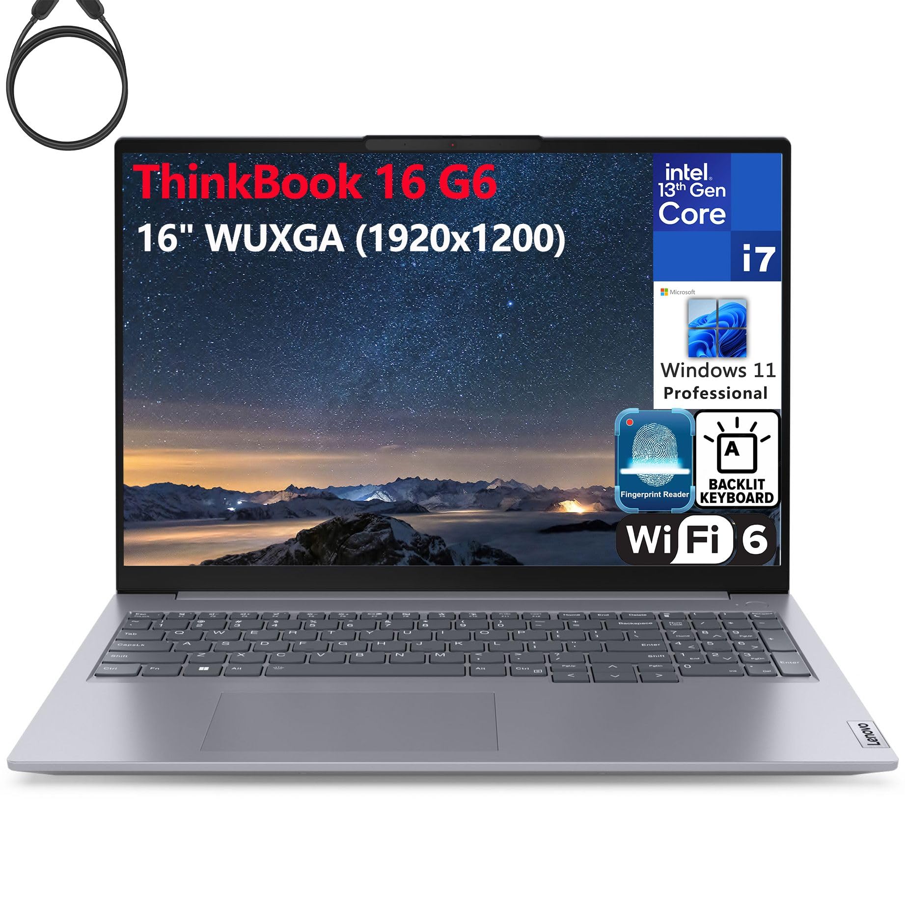 Lenovo ThinkBook 16 G6 16" FHD+ Laptop Computer, 13th Gen Intel 14-Core i7-13700H, 4GB DDR5 RAM, 2TB PCIe SSD, WiFi 6, Bluetooth 5.2, Backlight Keyboard, Fingerprint Reader, Windows 11 Pro, Tilsiy