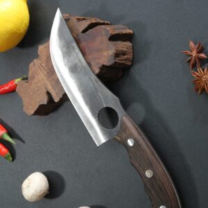 Boning Knife with Sheath Forged Viking Knives, Butcher Knife with Sheath, High Carbon Stainless Steel Caveman Knife, Chef Meat Cutting Cooking Knives for Kitchen Camping BBQ