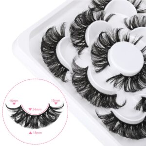 Lanflower Russian Strip Lashes D Curl Wispy Eye Lashes Eyelashes Natural Look 3D False Eyelashes Pack