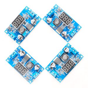 LM2596 Buck Converter 4-40V to 1.25-37V DC to DC Converter Adjustable Voltage Regulator with LED Voltmeter Display, Pack of 4Pcs