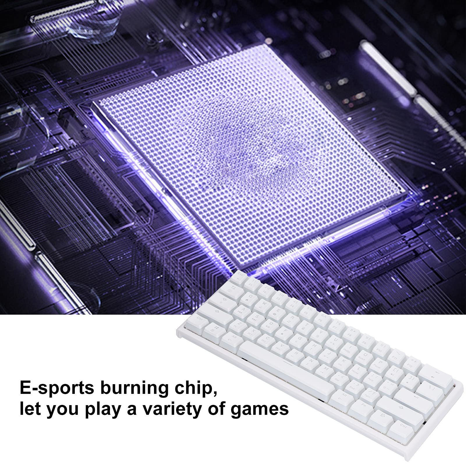 Mini Mechanical Gaming Keyboard, Backlight Ergonomic Game Keyboard with Long Type C USB Cable, Easy to Carry, for PC/ Gamer, Typist, Travel(white2)