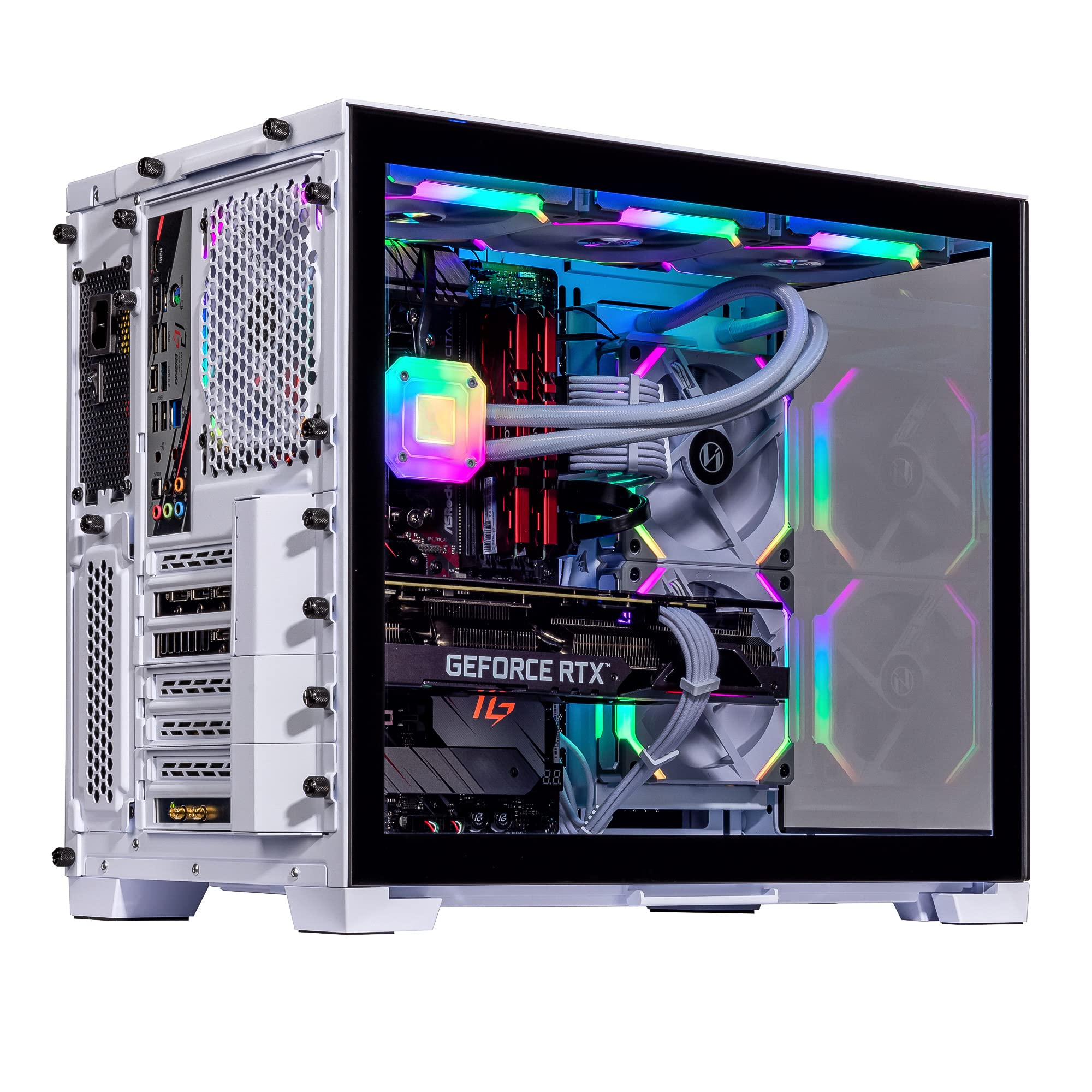 Velztorm Mini Lux Custom Gaming Desktop (AMD Ryzen 9 5950X 16-Core, GeForce RTX 3070 Ti 8GB, 16GB DDR4, 1TB PCIe SSD + 1TB HDD, WiFi-N, 750W PSU; RGB Fans, 240mm AIO White, Win10Home) VELZ0048