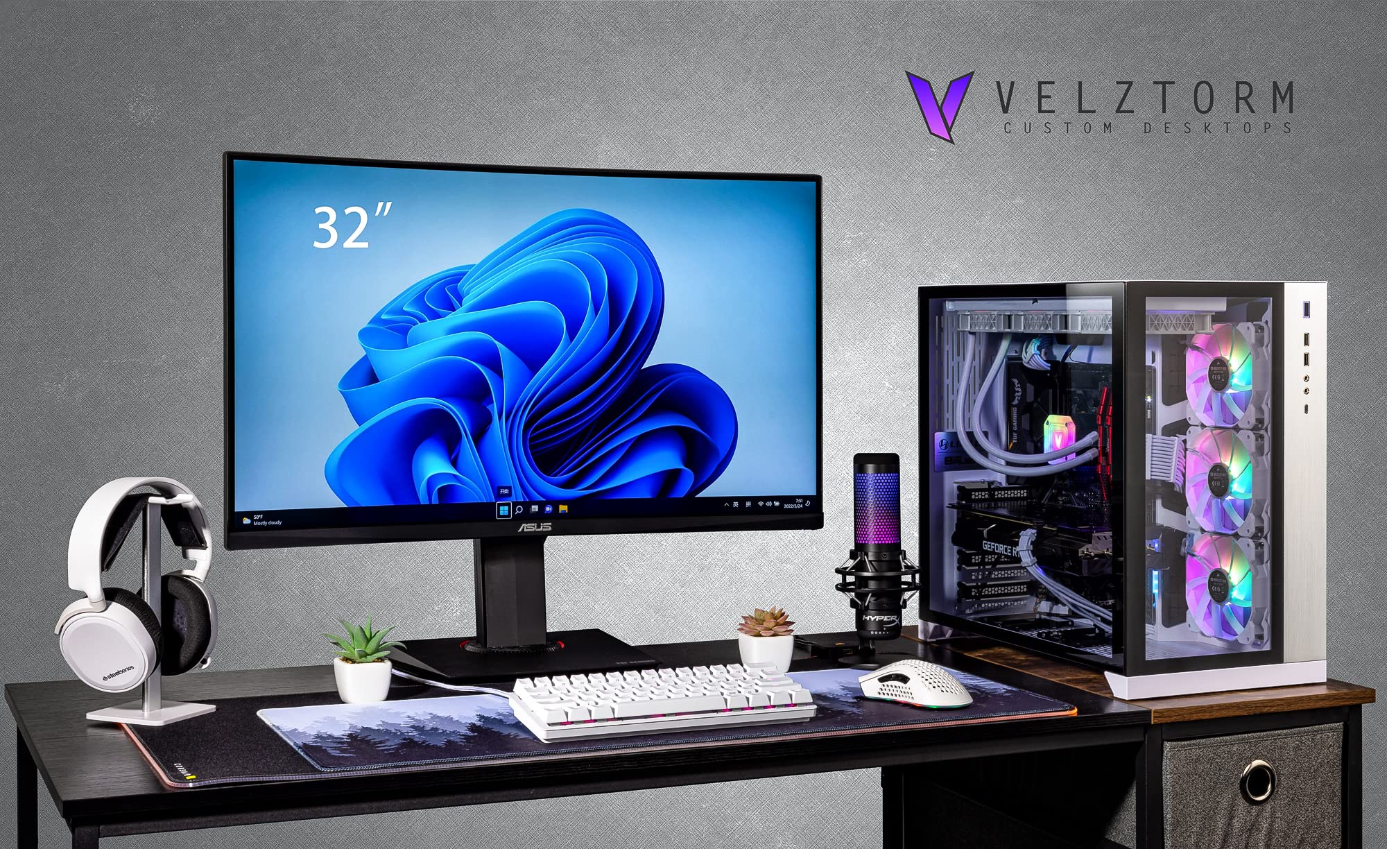 Velztorm Lux Lyte Custom Built Gaming Desktop PC (AMD Ryzen 9-5900X 12-Core, GeForce RTX 3050, 32GB RAM, 512GB PCIe SSD + 2TB HDD (3.5), WiFi, USB 3.2, HDMI, Bluetooth, Display Port, Win 10 Home)