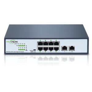 1500ft 8 port long range poe+ switch, poe extension with continuous run of cat5e/cat6, fast ethernet 10/100mbps, 30w ieee802.3at/af