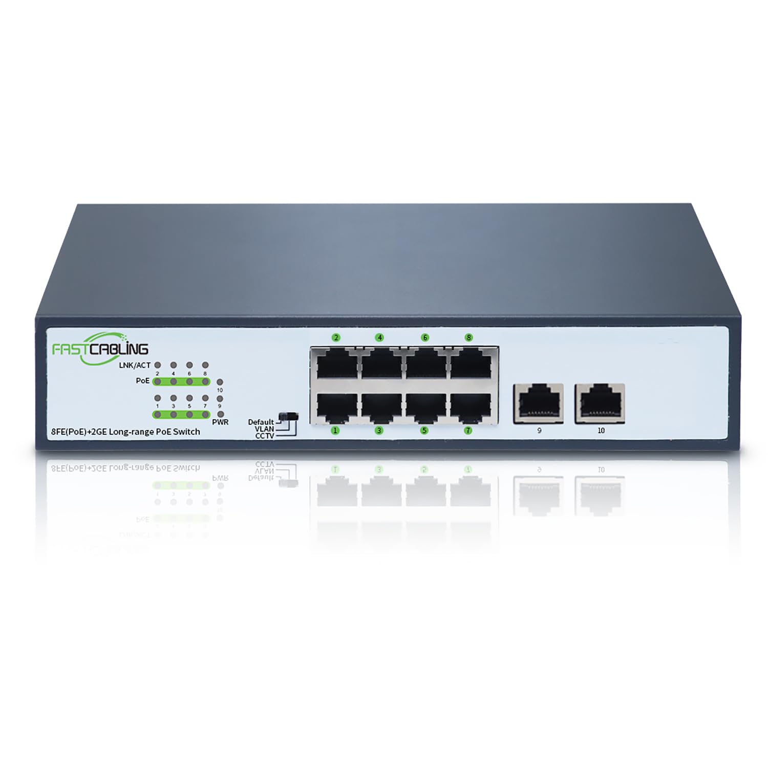 1500ft 8 Port Long Range PoE+ Switch, PoE Extension with Continuous Run of cat5e/cat6, Fast Ethernet 10/100Mbps, 30W IEEE802.3at/af