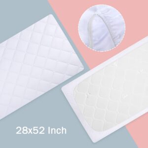 kookoomia Waterproof Crib Mattress Protector Toddler Fitted Crib Mattress Pad Cover Sheet, Soft Breathable Baby Mattress Protective Cover 28" x52" White