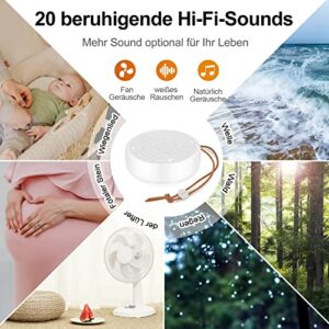 KIPCUSH Sleep Sound Machine, Rechargeable, Portable White Noise Machine, Suit for Wired Headphone, 20 Natural Soothing Sounds, Timer, Sound Machine for Baby, Adults. (White)