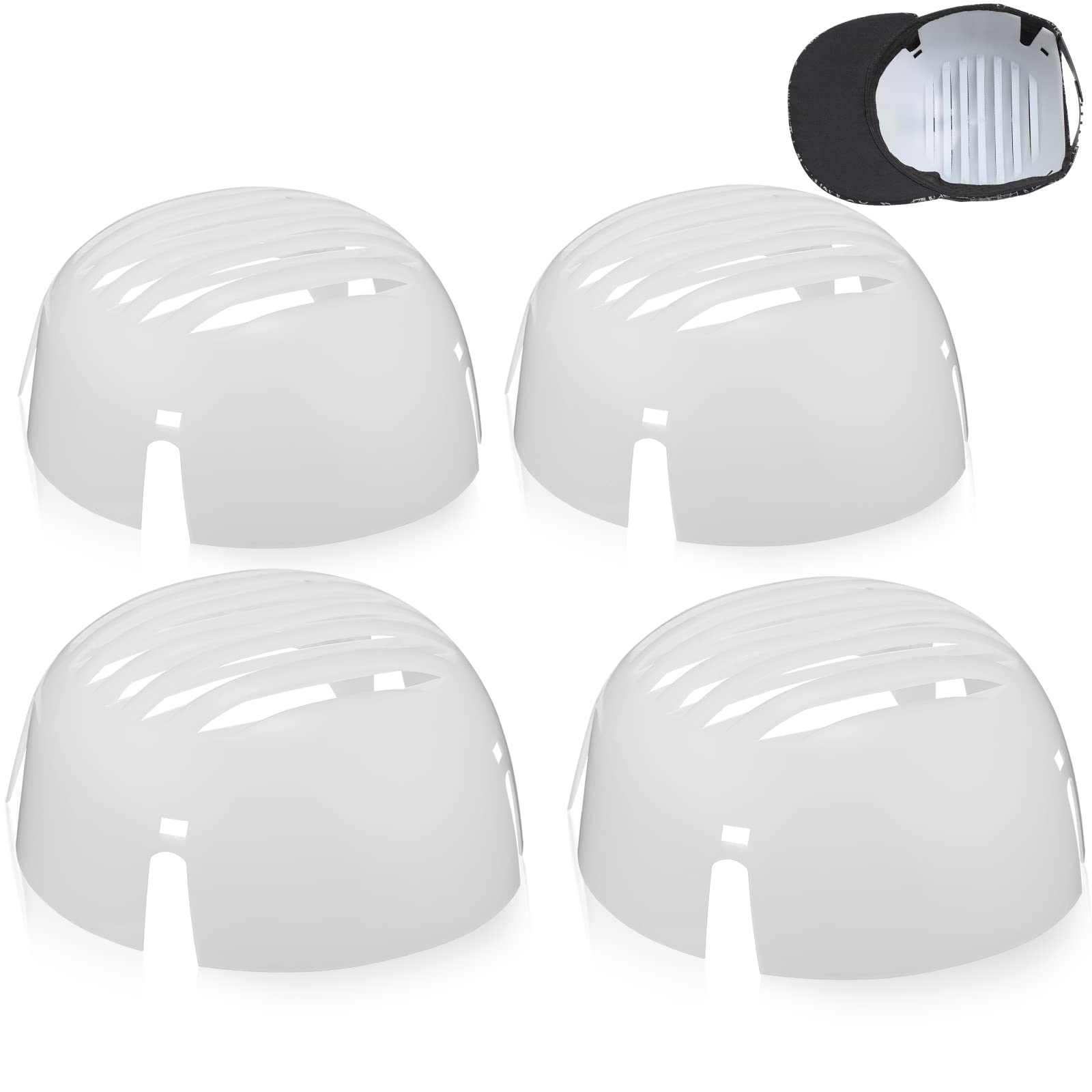 Universal Bump Cap Insert Baseball Bump Cap Insert Lightweight Bump Cap Insert Safety Bump Cap PE Lined Bumper Hat Insert for Comfortable Head Protection (White, 4 Pieces)