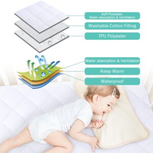 kookoomia Waterproof Crib Mattress Protector Toddler Fitted Crib Mattress Pad Cover Sheet, Soft Breathable Baby Mattress Protective Cover 28" x52" White