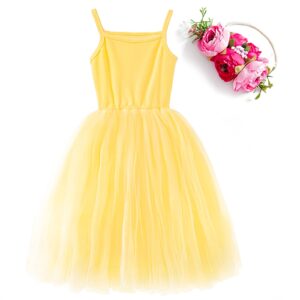 toddler baby girls tutu dress for kids sleeveless tulle dresses infant party photoshoot size 6m-4t yellow