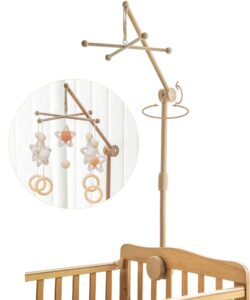 lanttoe wooden crib mobile arm 33 inches for baby nursery-baby mobile for crib with matching nursery mobile attachment-upgrade siliconegasket anti slip clamping system