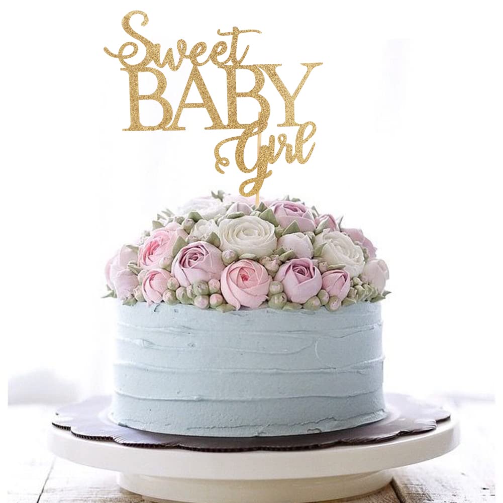 Sweet Baby Girl Cake Topper - Sweet Baby Girl Shower Decorations, Rustic Baby Shower Decorations, Photo Decoration Props