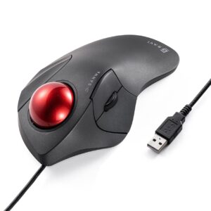 sanwa wired ergonomic trackball mouse, optical rollerball mice, programmable silent buttons, 44mm trackball, 600/800/1200/1600 adjustable dpi, compatible with macbook, laptop, windows, macos