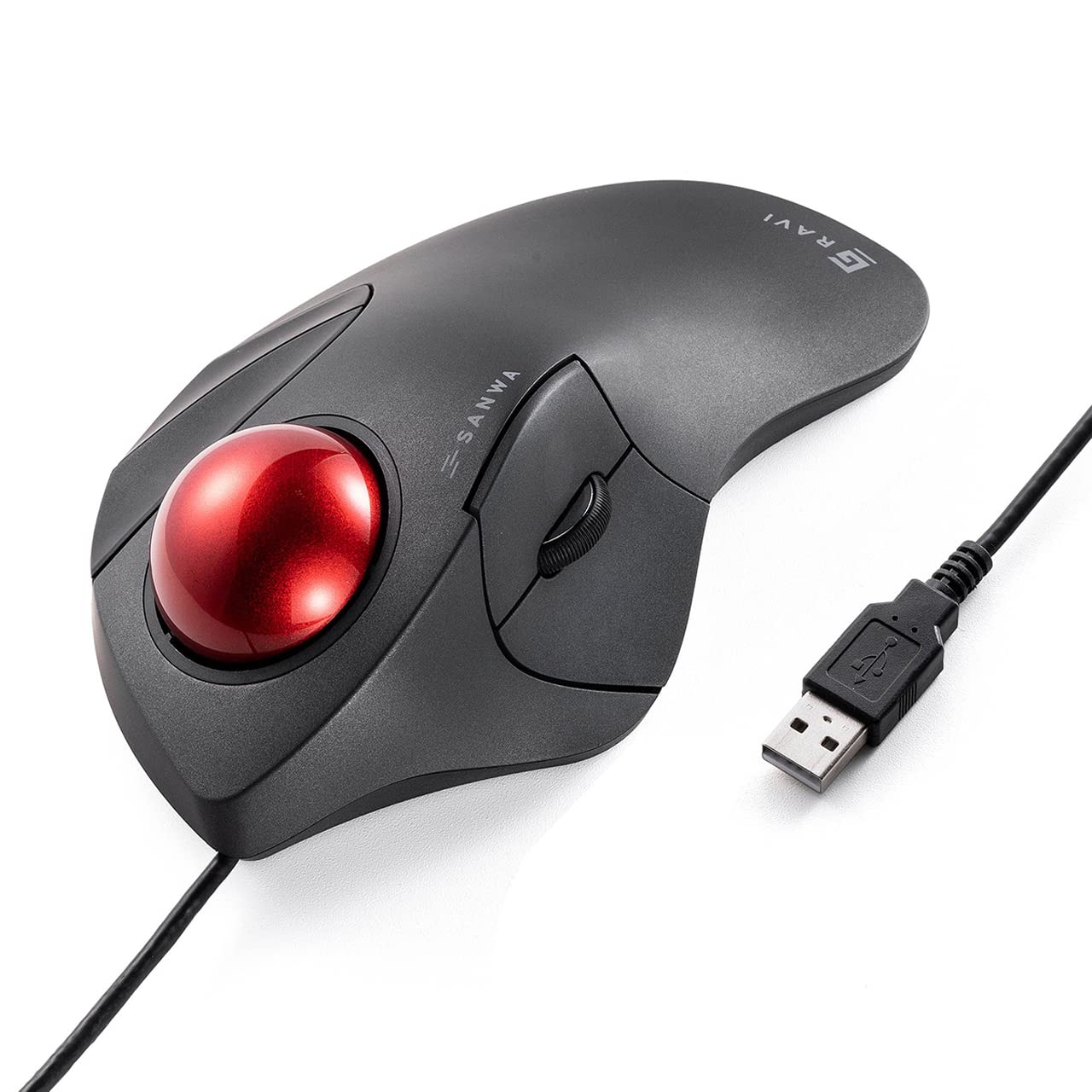 SANWA Wired Ergonomic Trackball Mouse, Optical Rollerball Mice, Programmable Silent Buttons, 44mm Trackball, 600/800/1200/1600 Adjustable DPI, Compatible with MacBook, Laptop, Windows, macOS