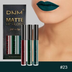 evpct 3Pcs Dark Color Colored Red Emerald Green Matte Liquid Lipstick Make up Set 24 Hour Long Lasting Waterproof Smudge Proof Deep red Green Liquid Lipstick Matte Lip Stain Gloss Liner Green Kit 8