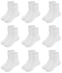 jocmic girls socks kids slouch socks girls toddler long socks for girls 6-8 years white