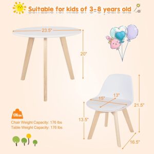 3 Pcs Kids Table and Chair Set, White