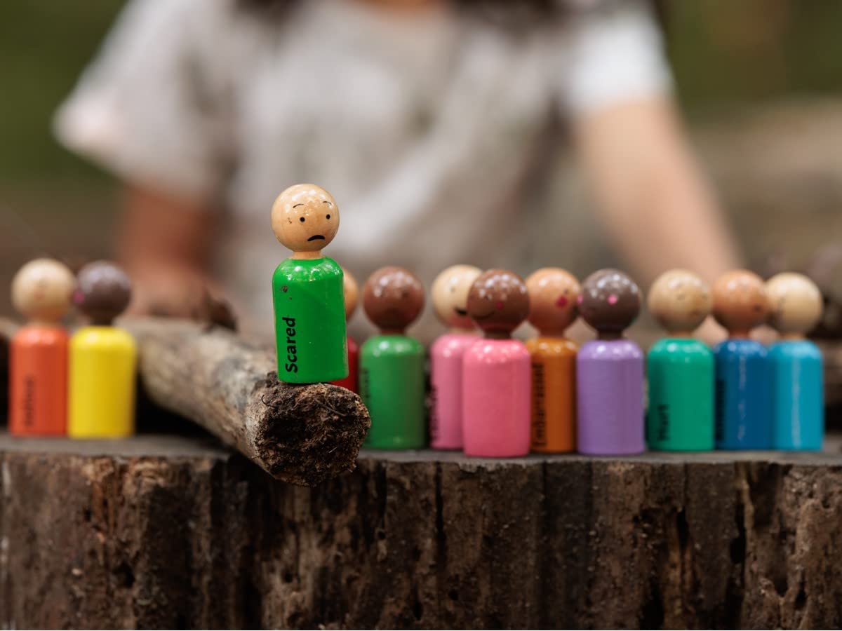 My Felt Story Set of 12 - Rainbow Wooden Peg Dolls with Emotions | Multicultural Skin Tone Figures | Sensory Autism Toys for Toddlers, Early Education, Social Emotional Therapeutic Learning