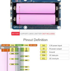 Waveshare UPS HAT for Raspberry Pi, 5V Uninterruptible Power Supply Charge and Power Output at The Same Time