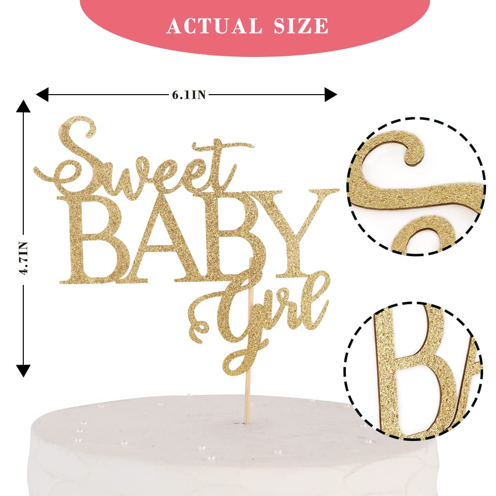 Sweet Baby Girl Cake Topper - Sweet Baby Girl Shower Decorations, Rustic Baby Shower Decorations, Photo Decoration Props